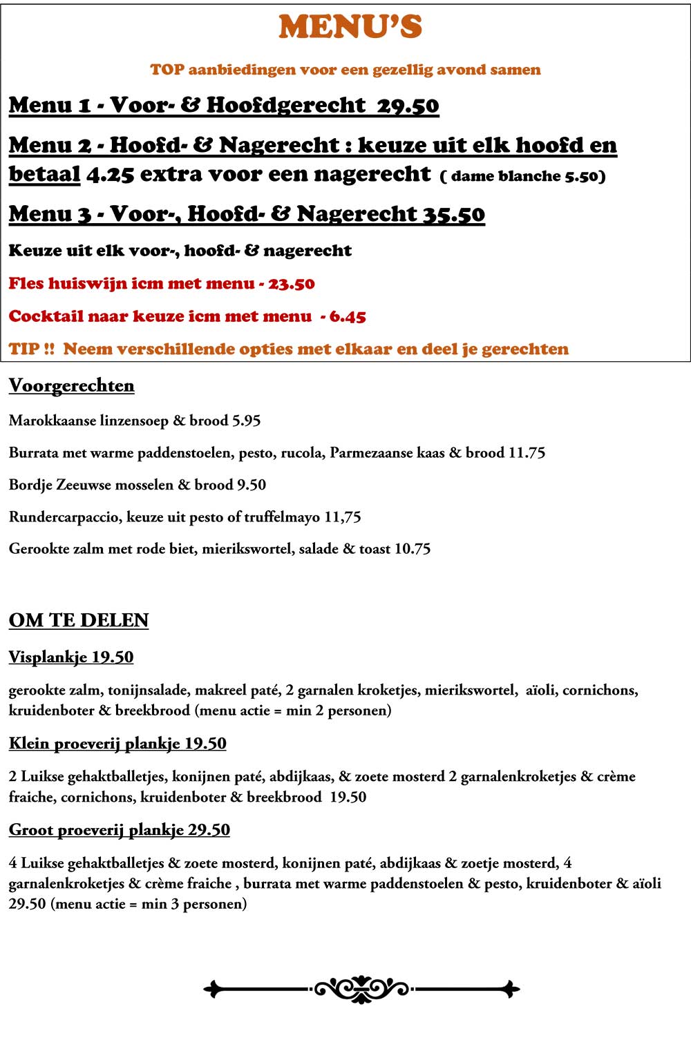 MENUKAART - Eetcafe Thijs