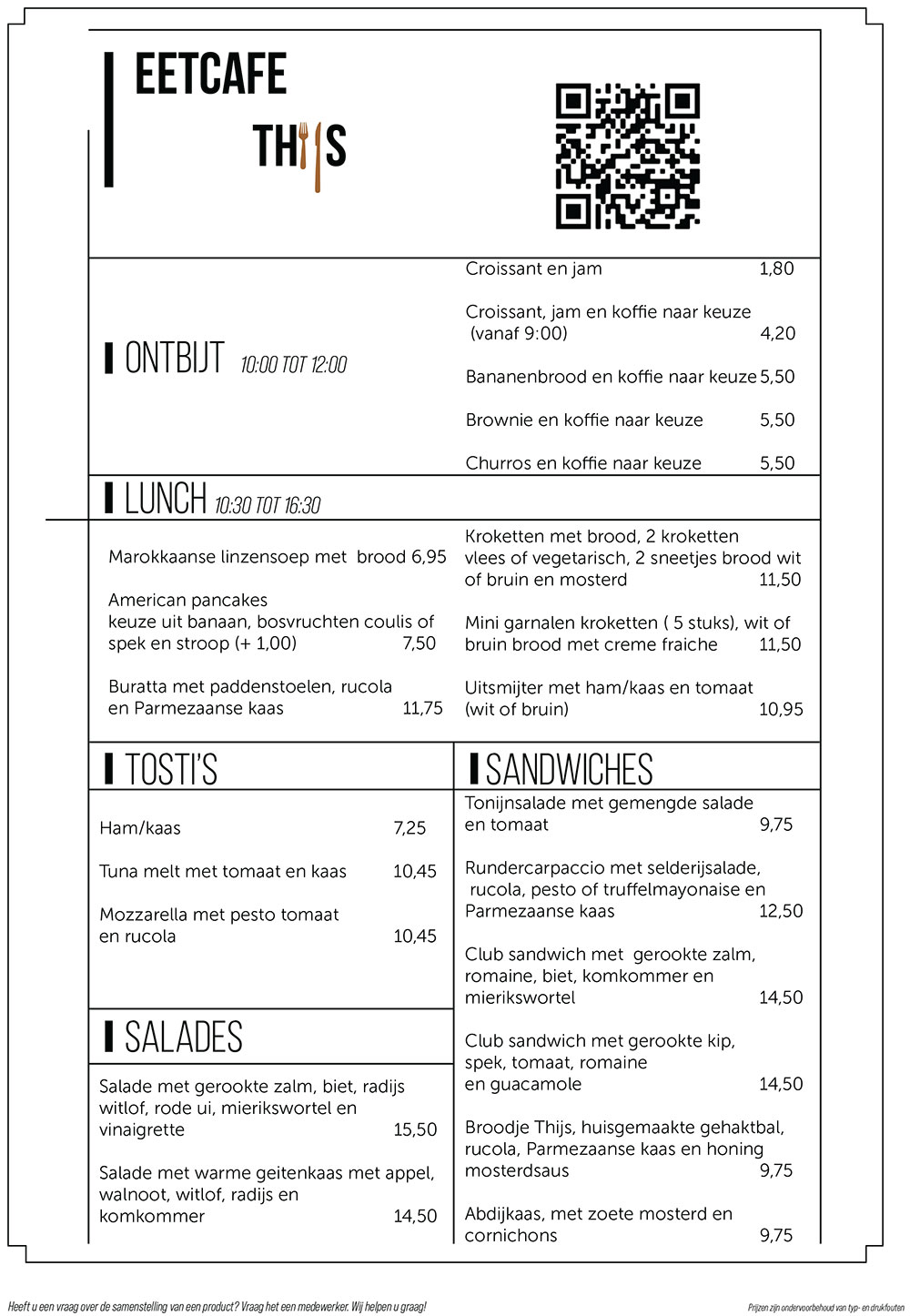 LUNCHKAART - Eetcafe Thijs