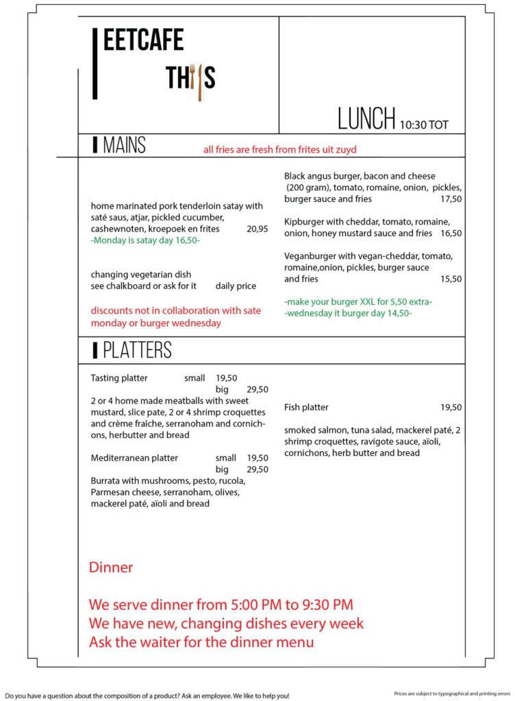 MENU - Eetcafe Thijs